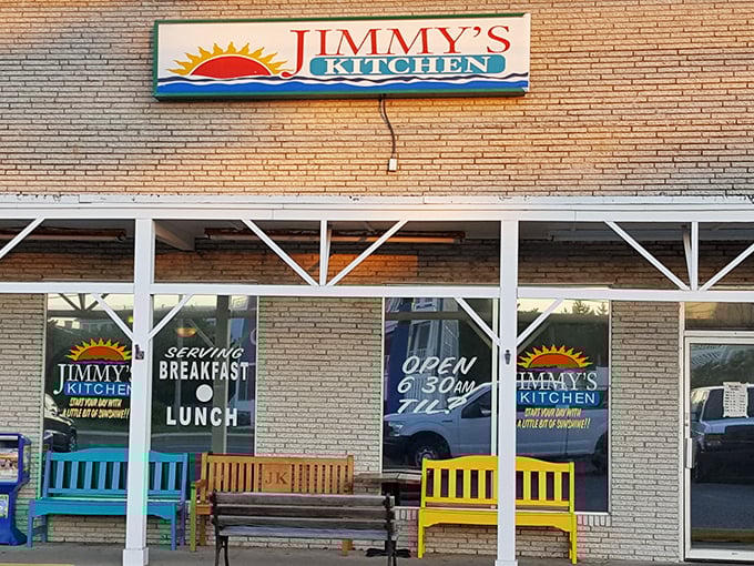 Sunny logo and welcoming windows hint at the fresh coastal flavors waiting inside this Fenwick gem.