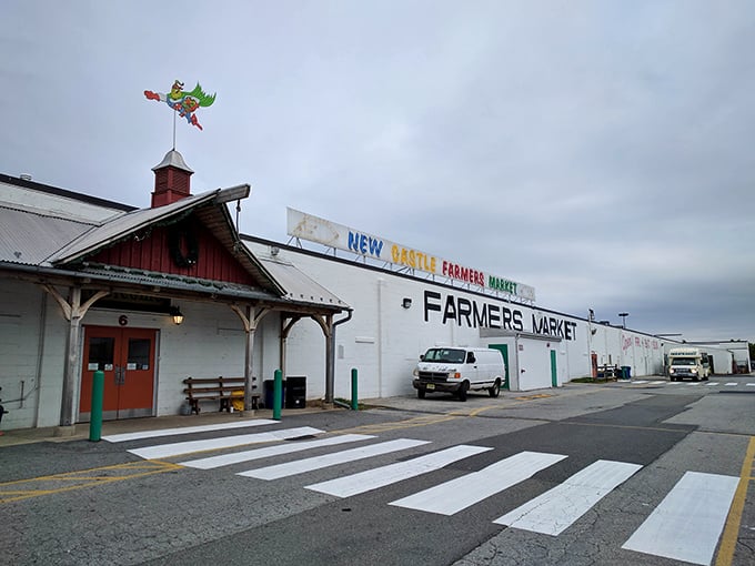 The colorful signage hints at the diverse treasures waiting inside this New Castle shopping destination beloved by locals.