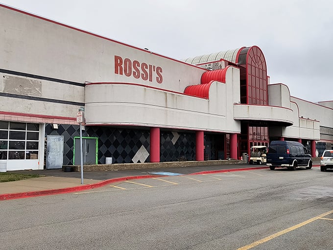 The distinctive red and white exterior of Rossi's welcomes weekend warriors ready to hunt for bargains in western Pennsylvania.