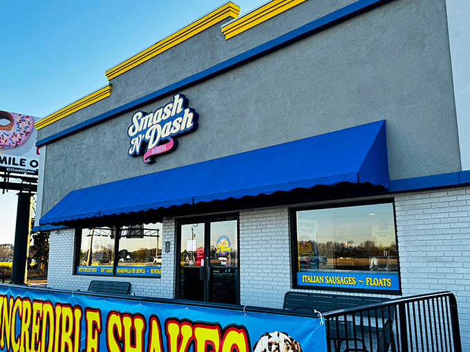 That cheerful blue and yellow exterior hints at the flavor explosion waiting inside.