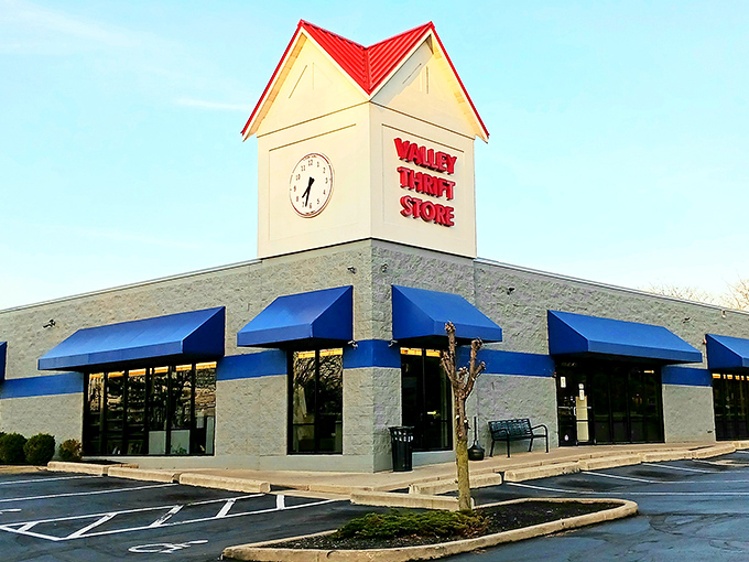 Those blue awnings and clean lines make this thrift store look more like a boutique department store.