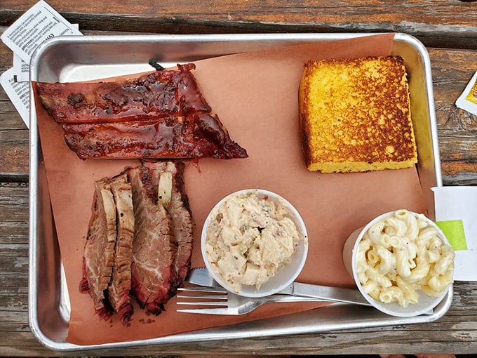 The two-meat platter with sides is barbecue's version of a greatest hits album—every track is a chart-topper.
