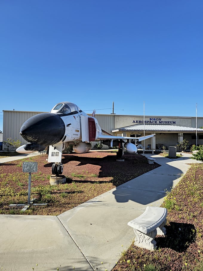 Fighter jets don't retire to Florida—they come to Boron's Aerospace Museum, where desert air keeps them pristine for generations to appreciate.