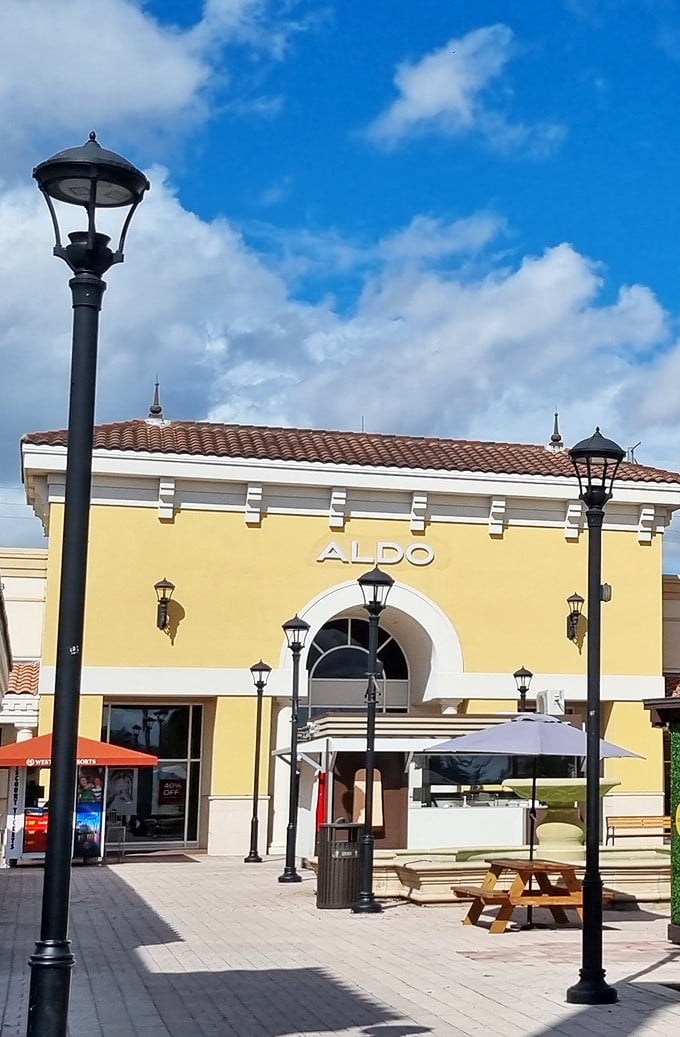 Aldo's sunny façade promises footwear salvation. Like a beacon of hope for anyone who's ever said, "These shoes are killing me."