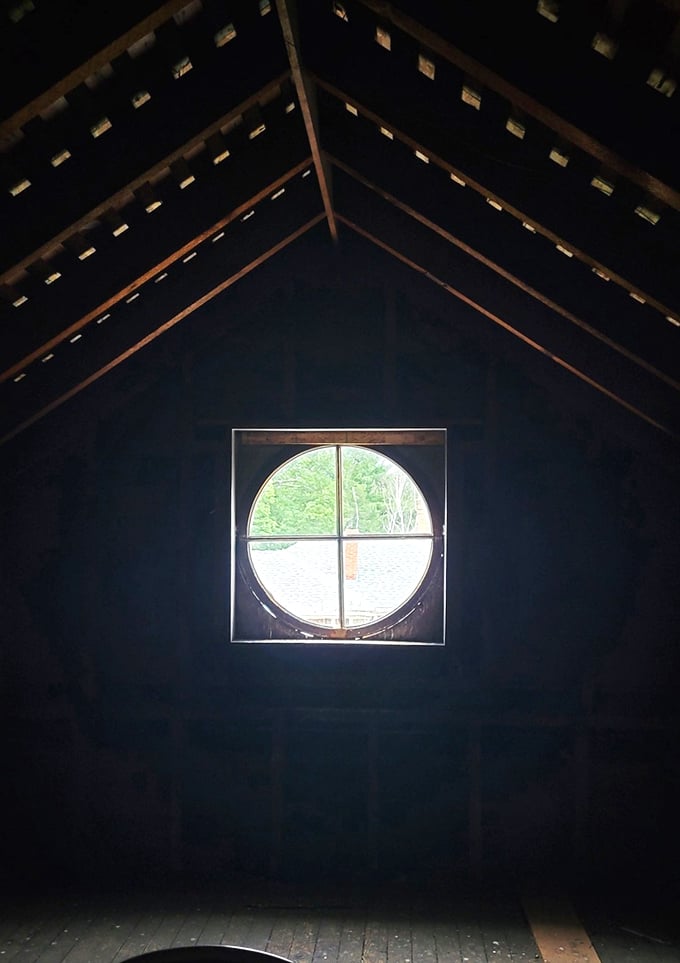 Even the attic has architectural swagger! That perfectly round window brings light to what was once the least celebrated space in the house.