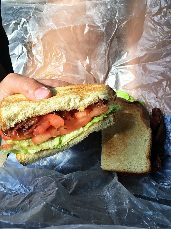 A BLT sandwich that understands the sacred balance of bacon, lettuce, and tomato harmony perfectly.