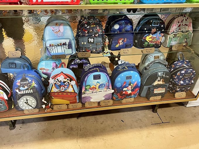 Disney backpacks galore! Whether you're team Mickey, Nemo, or Frozen, there's a nostalgic carryall waiting to transport your treasures home.
