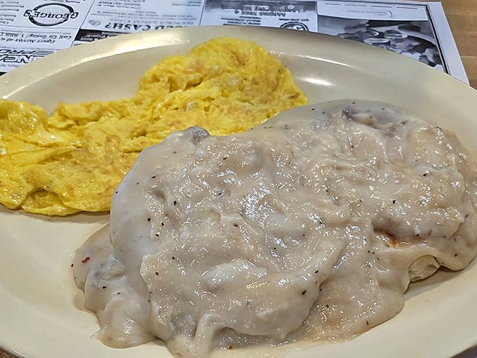 Biscuits and gravy – the breakfast equivalent of a warm hug from your grandmother, if your grandmother had a PhD in comfort food.