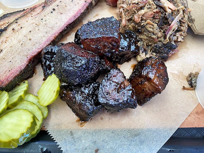 Burnt ends – BBQ's most coveted treasure. These caramelized brisket nuggets are what would happen if meat candy and umami had a delicious love child. 