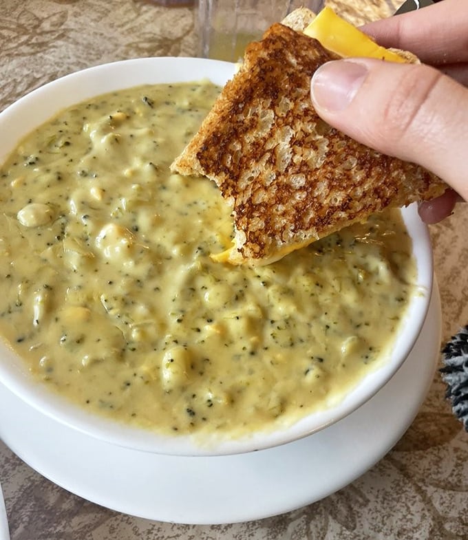 This broccoli cheese soup isn't just dipping its toe into comfort—it's doing a cannonball into a pool of creamy, cheesy satisfaction.