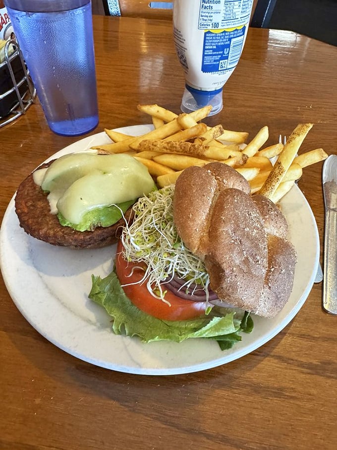 This isn't just a veggie burger—it's a testament to how far plant-based eating has come. Even carnivores might do a double-take. 