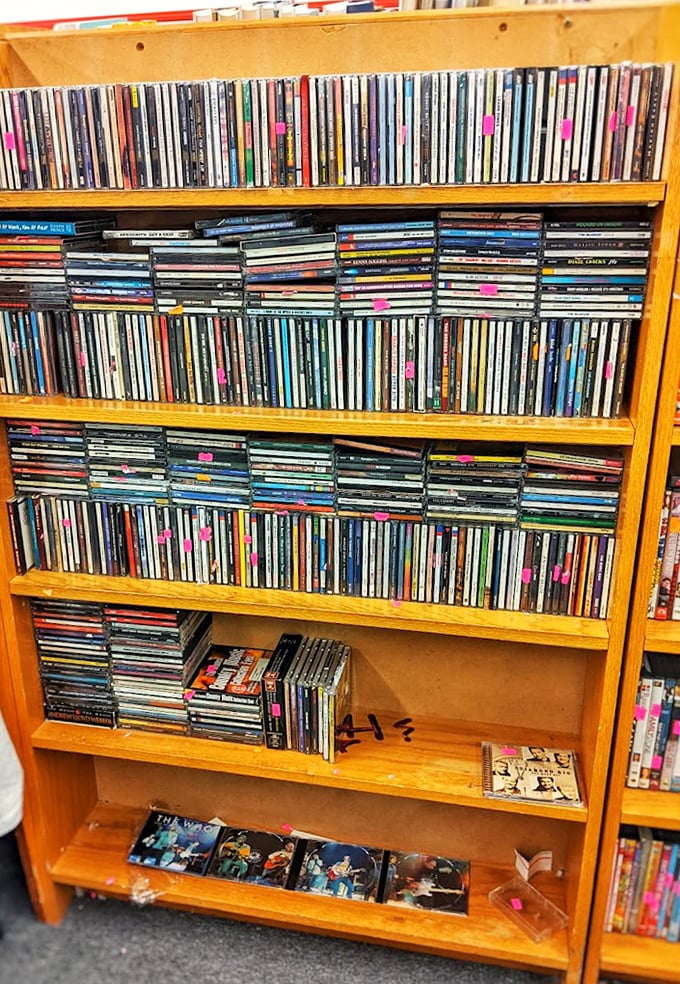 CDs stack like musical time capsules, ready to soundtrack someone's next nostalgic journey.