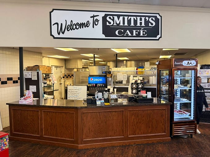Smith's Café offers a perfect refueling station when treasure hunting depletes your energy—because serious shopping requires serious sustenance.