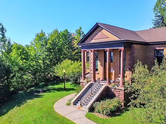 This stately brick building with classical columns houses cultural treasures, standing as a testament to Bayfield's appreciation for both beauty and history.