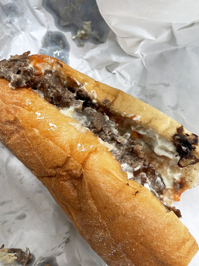 A cheesesteak that would make Rocky proud—no bells, no whistles, just delicious authenticity.
