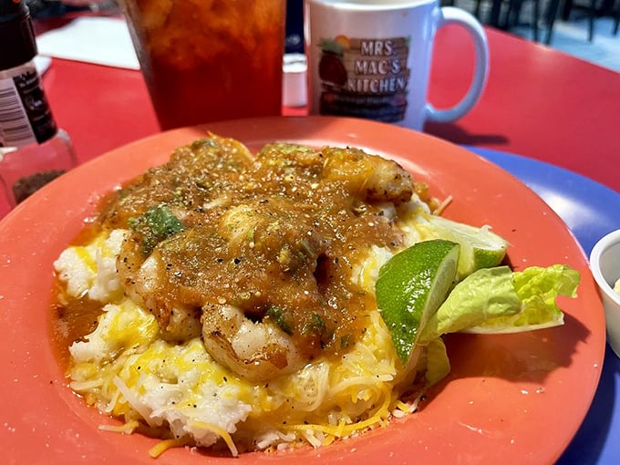 Shrimp and grits: where Southern comfort meets Keys seafood in a cheesy embrace that would make any grandma proud.