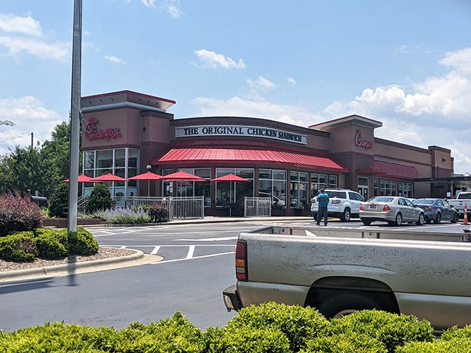 Even fast food gets a small-town makeover when it's nestled into the local landscape.
