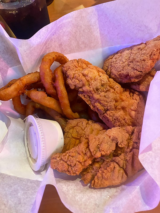 Homestyle chicken tenders that would make your grandmother jealous, with a crust that shatters like glass and meat tender as a love song.
