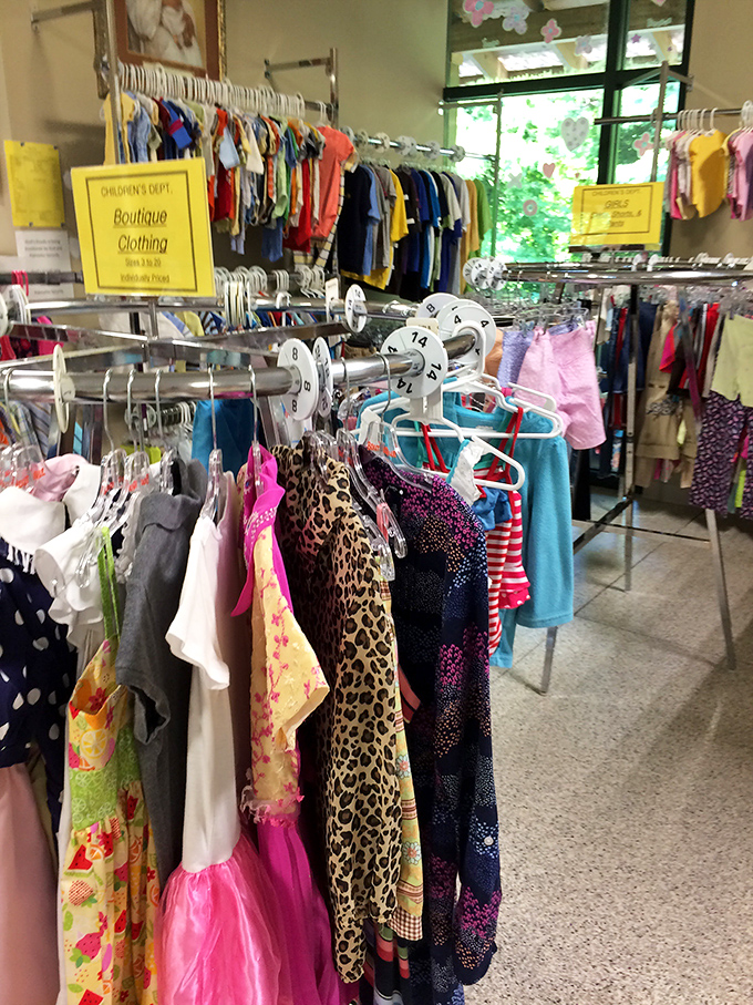 The children's clothing section is a rainbow of possibilities—where yesterday's special occasion outfit becomes tomorrow's everyday adventure wear.