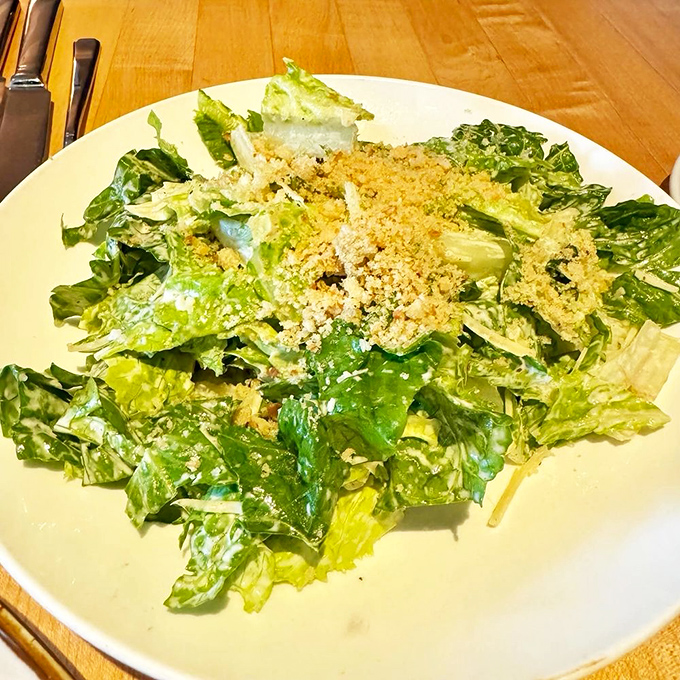 A Caesar salad that Julius himself would cross the Rubicon for – simple, classic, and executed with perfect precision.
