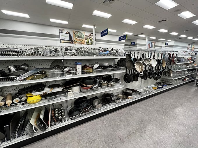 Pots, pans, and possibilities line these shelves—each with stories of family dinners past and ready for your culinary adventures future.