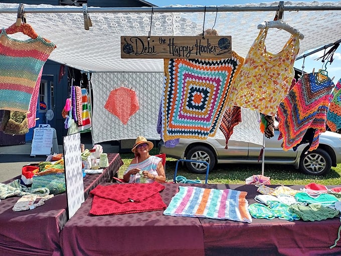 "The Happy Hooker" indeed! These vibrant crocheted creations prove that grandma's craft has evolved far beyond the humble afghan.