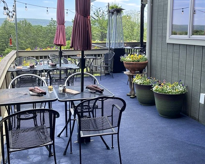 Dining al fresco with mountain views—because sometimes the only thing better than perfect food is perfect food with a side of Pennsylvania scenery.