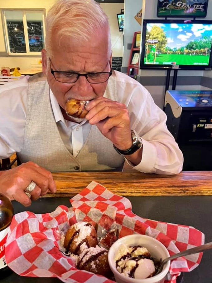 Even dessert gets the royal treatment here, as this gentleman discovers that some sweet moments are worth savoring slowly.