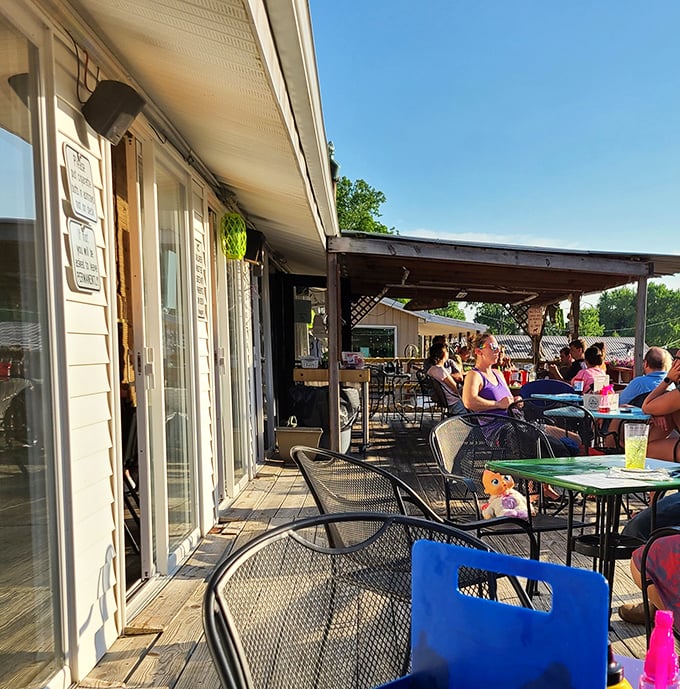 The outdoor deck offers fresh air, river views, and the perfect setting for summer dining. Just add sunshine and appetite.