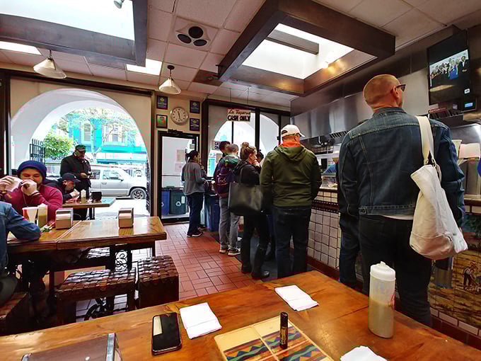 The line forms to the right, and everyone's thinking the same thing: "Worth it." Democracy in action—everyone equal in pursuit of deliciousness.