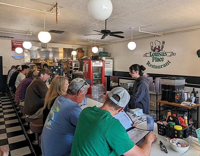 The counter at Louisa's isn't just a place to eat—it's California's most democratic institution, where everyone gets equal access to breakfast bliss.