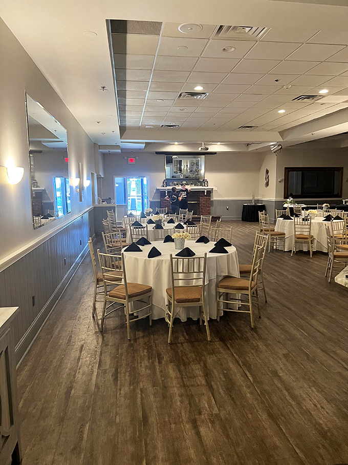 The event space transforms ordinary celebrations into something special—where white tablecloths meet rustic charm and memories are served alongside the menu.