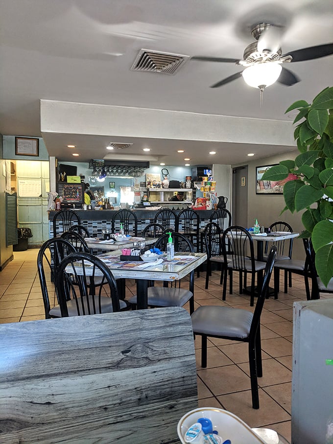The dining area has that perfect lived-in comfort that says, "Stay awhile, have another cup of coffee, maybe some pie."
