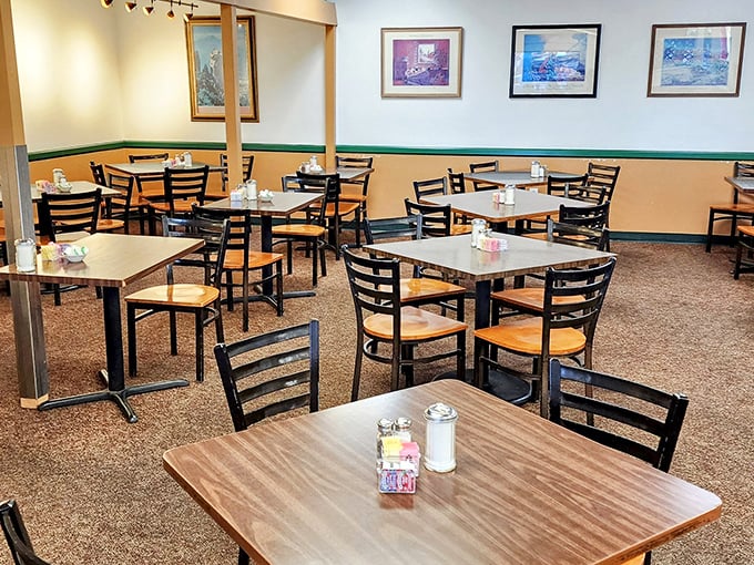 The dining area has that perfect diner ambiance – clean, comfortable, and ready to host countless conversations over plates of comfort food.