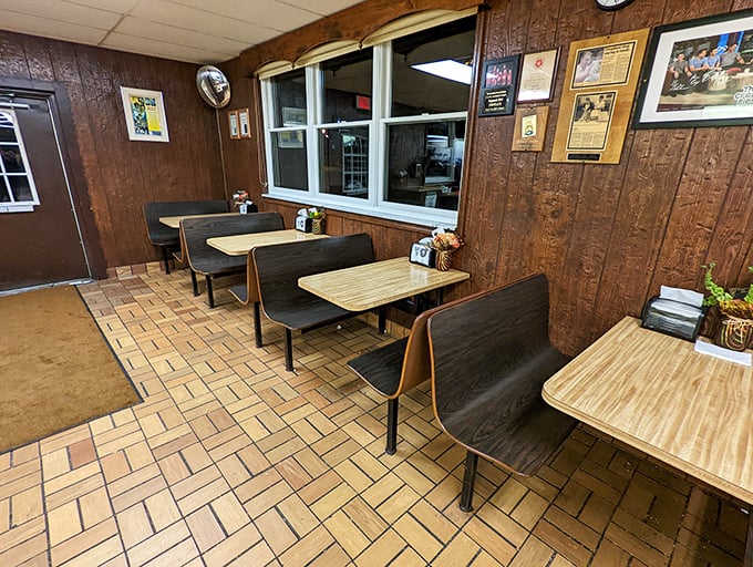 The dining area's wood-paneled booths have witnessed countless first dates, family celebrations, and the silent contemplation of whether to get "just one more."