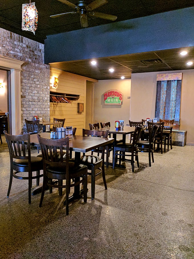 Dining rooms that feel like they've been waiting just for you. The warm lighting and brick walls create the perfect backdrop for memory-making meals.