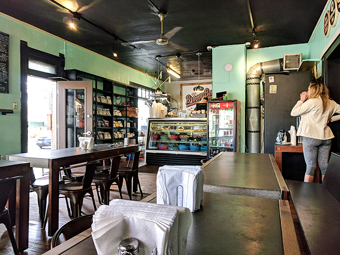 The dining area feels like eating in a friend's kitchen—if your friend happened to be obsessively dedicated to sandwich perfection.