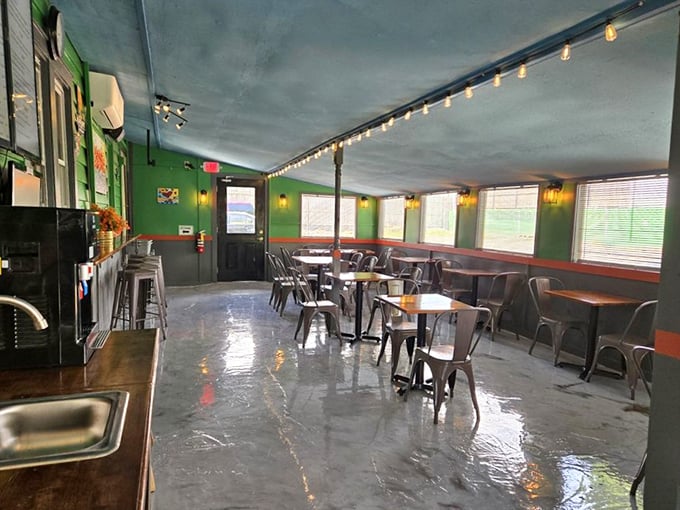 Where food dreams come true. The industrial-chic dining room balances casual comfort with just enough style to make your Instagram followers jealous.