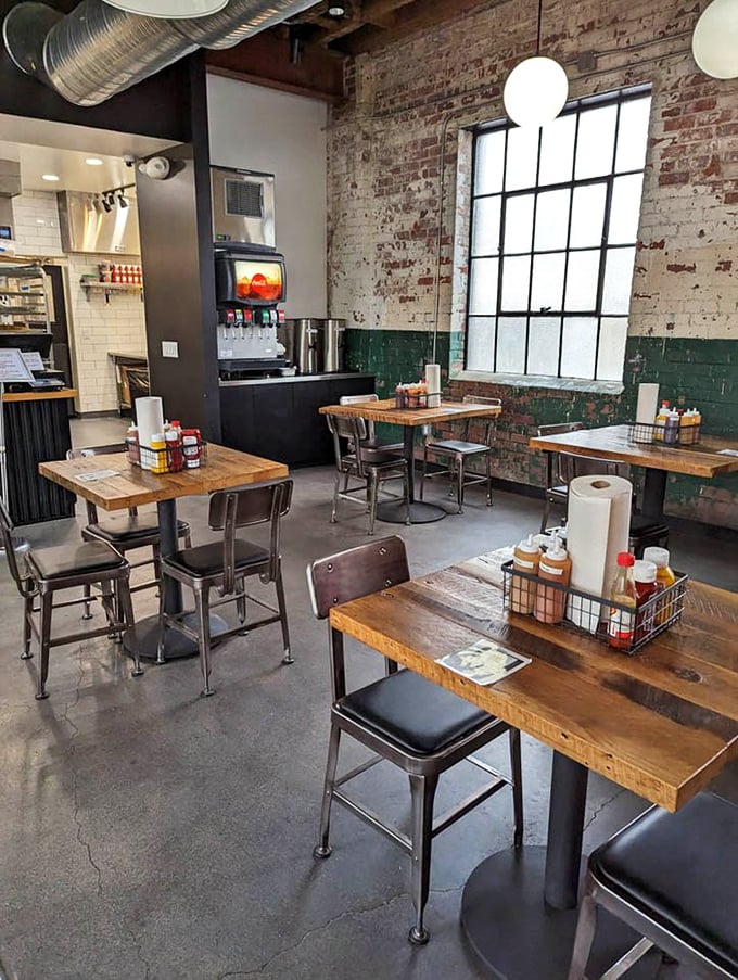 The dining room feels like barbecue's answer to a Brooklyn loft – industrial elements softened by warm wood and the promise of smoky delights.