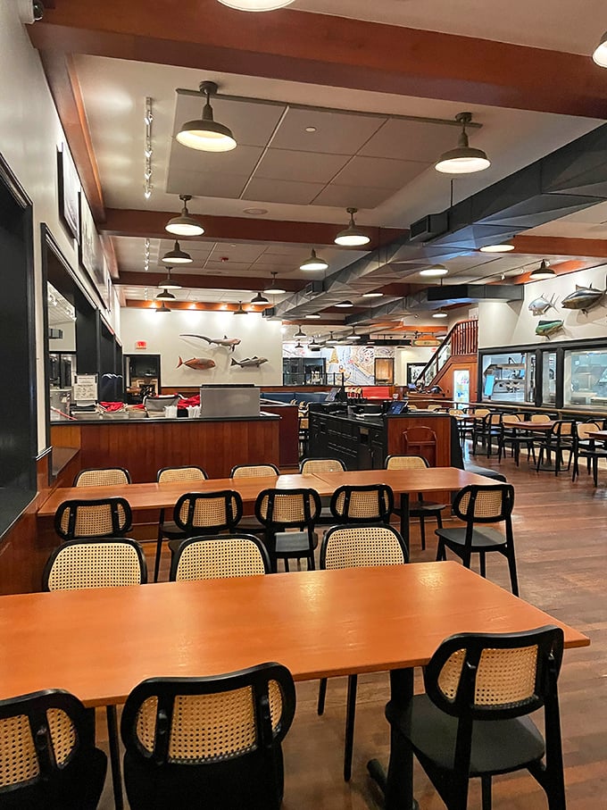 The dining room's thoughtful design means every table feels like the captain's table – comfortable, unpretentious, and ready for serious eating.