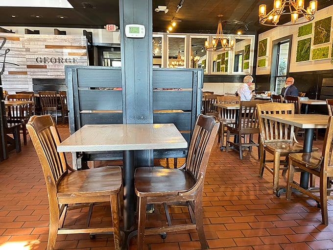 The dining room balances rustic charm with modern sensibility – like your favorite jeans paired with that perfect blazer you save for special occasions.