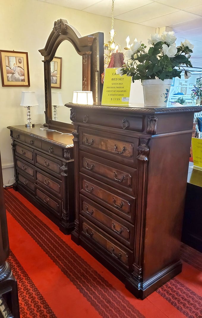 This isn't just bedroom furniture—it's heirloom-quality craftsmanship that makes particle board weep with inadequacy.