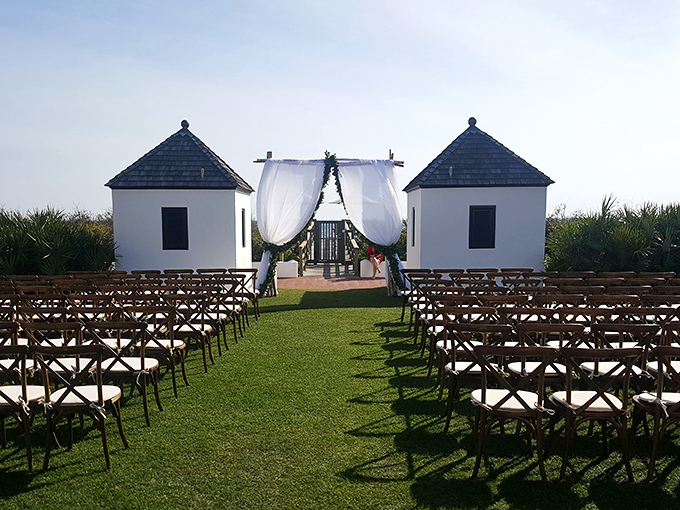 Wedding dreams come true at Eastern Green, where manicured lawns meet Gulf views and those twin pavilions stand like sentinels guarding precious memories in the making.