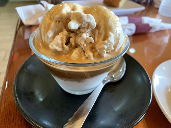Coffee and ice cream unite in this glass of caffeinated bliss—the perfect cool companion to the warm spices that dominate the Moroccan dining experience.