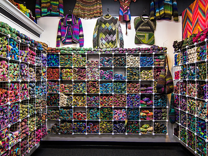 A fiber artist's dream come true – this rainbow explosion of yarn could make even the most dedicated knitter weak at the knees.