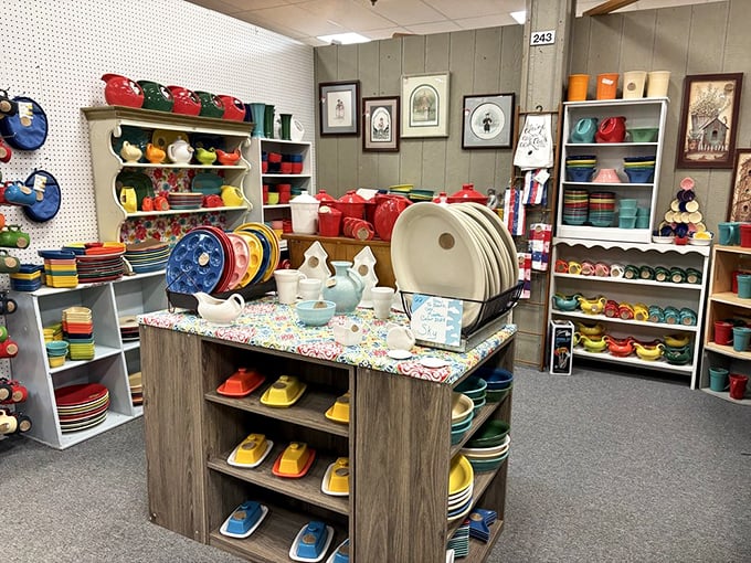 Fiestaware heaven! This rainbow explosion of American ceramic history could make even Marie Kondo reconsider her minimalist stance.