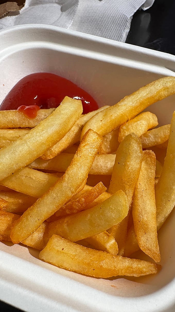 French fries so perfectly golden, they deserve their own trophy. Crisp exterior, fluffy interior—the supporting actor that steals the show.