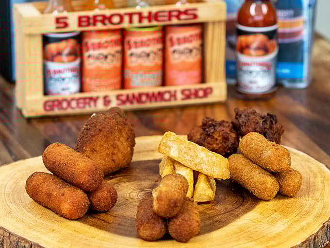 This fried food sampler isn't just appetizers – it's a carnival of crunch that belongs in the Comfort Food Hall of Fame.