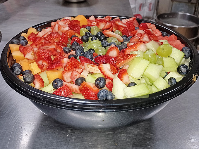 A fruit salad that's actually worth ordering. Fresh, vibrant, and the perfect palate cleanser after pizza indulgence.