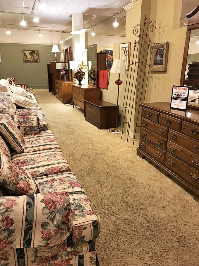 Furniture that tells stories. That floral sofa has hosted everything from first dates to family game nights in its previous life.